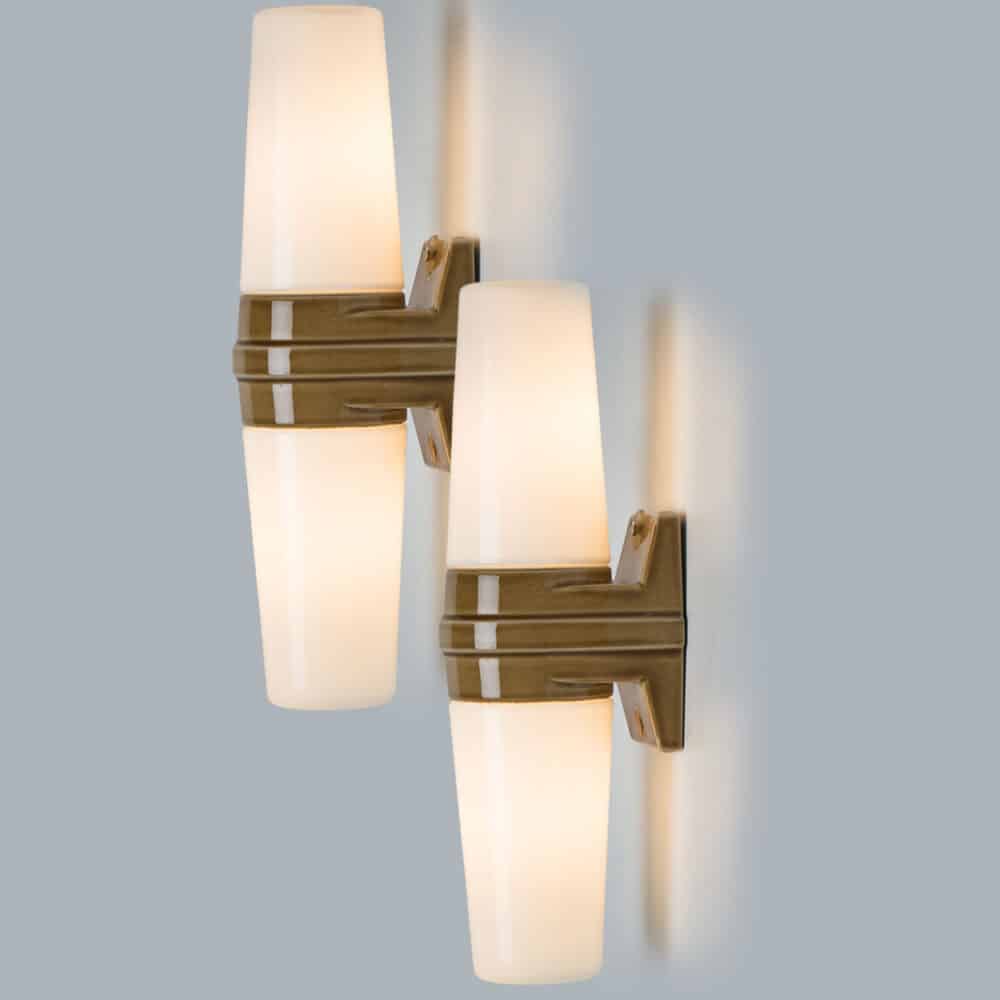 Pair of White and Brown Ceramic Wall Lights, Sweden, 1970 – Collected ...