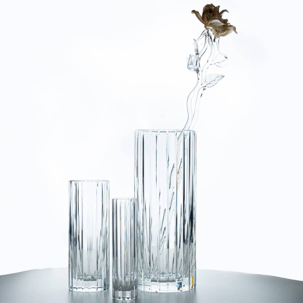 Baccarat, Set of 3 Vases, Cylindrical Crystal, 1975, France – Collected by Agnes